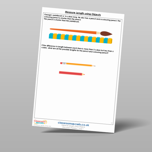 Year 1 Measure Length Using Objects Discussion Problem Resource | Classroom Secrets