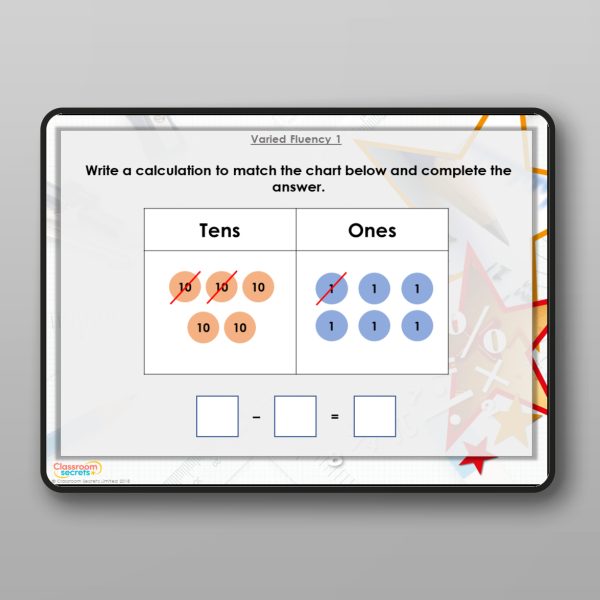 Year 2 Subtract Two 2 Digit Numbers Not Across A 10 Modelling Ppt ...