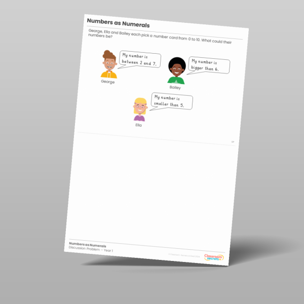 Year 1 Numbers As Numerals Discussion Problem Resource | Classroom Secrets