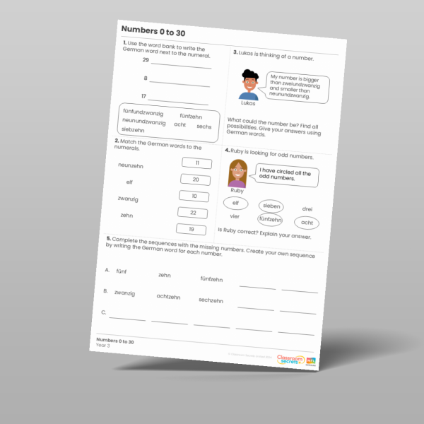 Year 3 Numbers To 30 Main Activity 2 Resource | Classroom Secrets