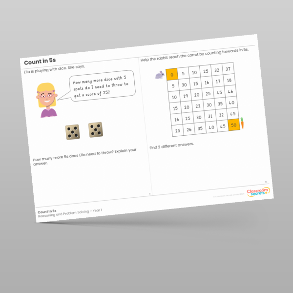 Year 1 Count In 5s Reasoning And Problem Solving 2 Resource | Classroom ...