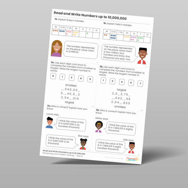 Year 6 Read And Write Numbers Up To 10 000 000 Reasoning And Problem ...
