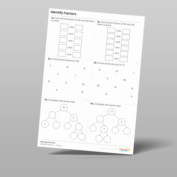 Year 6 Identify Factors Varied Fluency Resource | Classroom Secrets
