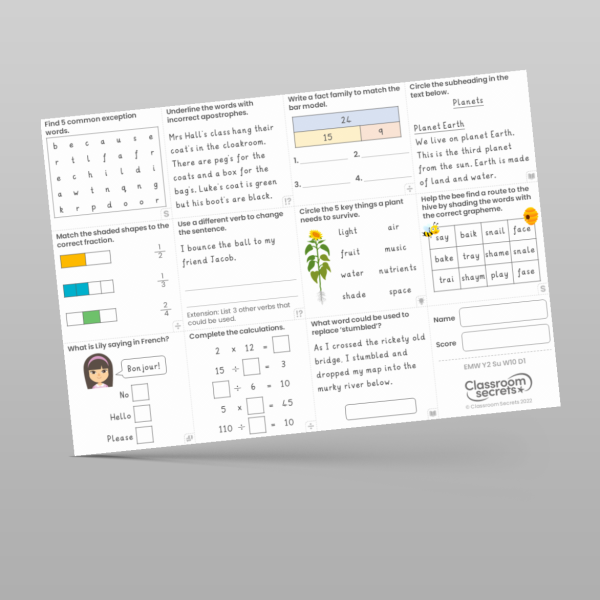 Year 2 Early Morning Work Summer Week 10 Resource | Classroom Secrets