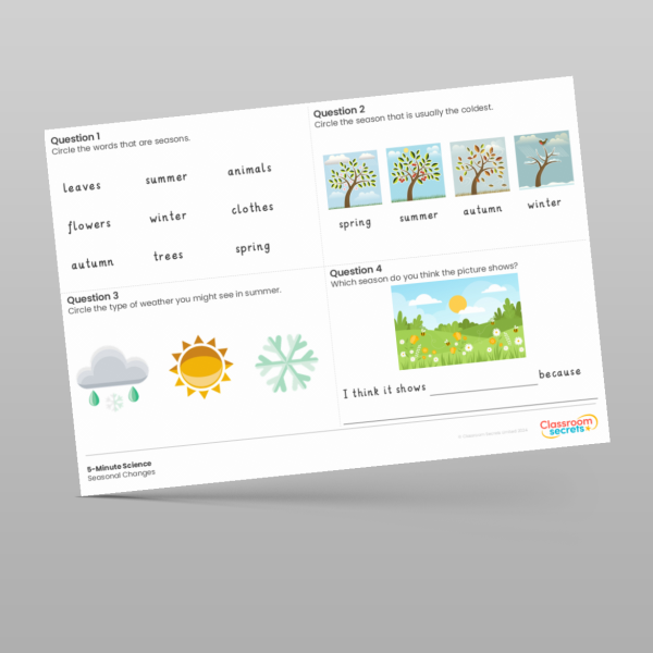 Year 1 Seasonal Changes 5 Minute Science Resource | Classroom Secrets