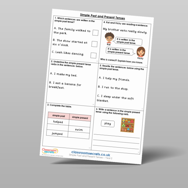 Year 2 Simple Past And Present Tenses Mixed Activity Resource ...