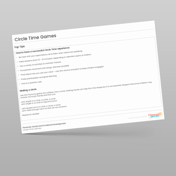 Eyfs Circle Time Games Resource | Classroom Secrets