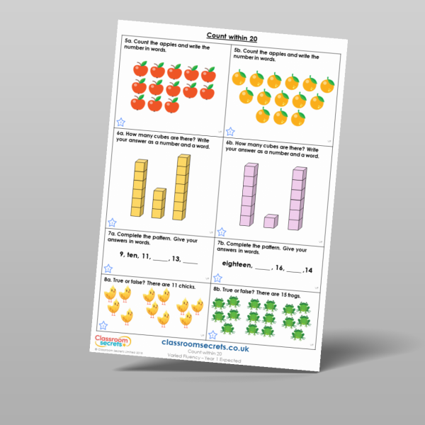 Year 1 Count Within 20 Varied Fluency Resource | Classroom Secrets