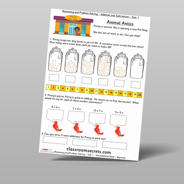 Year 1 Addition And Subtraction Within 20 Consolidation Activity ...