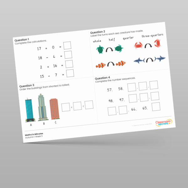 Year 2 Autumn Week 3 Maths In Minutes Resource | Classroom Secrets