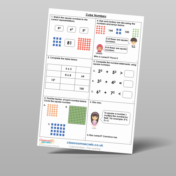 Year 5 Cube Numbers Prior Learning Resource | Classroom Secrets