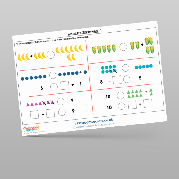 Year 1 Compare Statements 1 Main Activity Resource Classroom Secrets