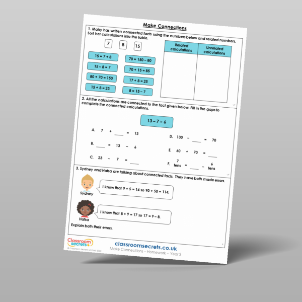Year 3 Make Connections Homework Resource | Classroom Secrets