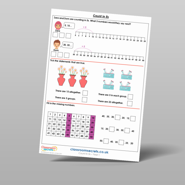 Year 1 Count In 5s Main Activity Resource | Classroom Secrets