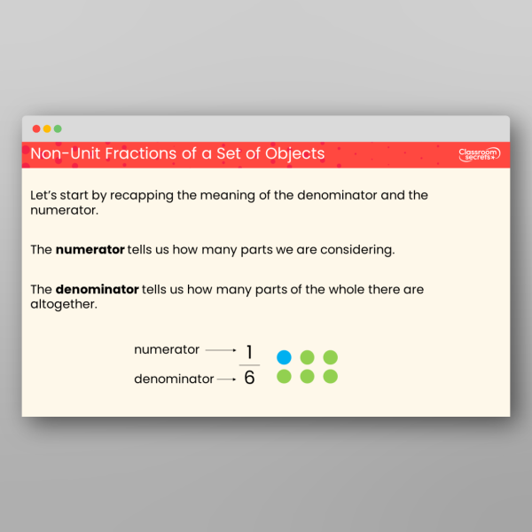 Year 3 Non Unit Fractions Of A Set Of Objects Teaching Ppt Resource Classroom Secrets