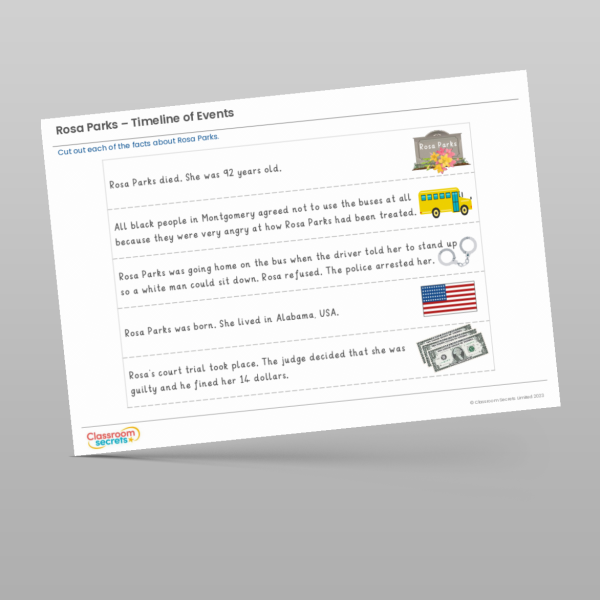 KS1 Rosa Parks Timeline Of Events Resource | Classroom Secrets