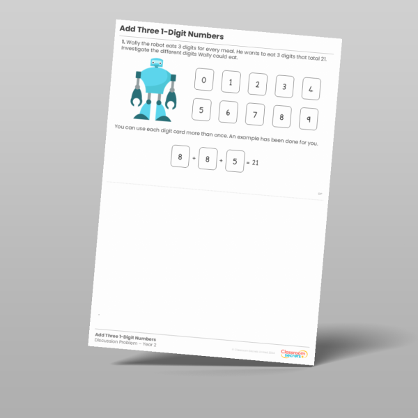 Year 2 Add Three 1 Digit Numbers Discussion Problem 2 Resource ...