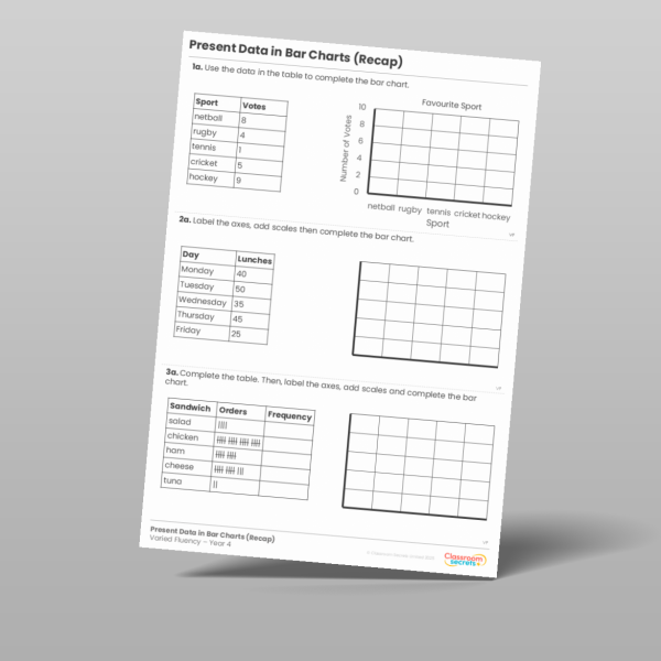 Year 4 Present Data In Bar Charts Recap Varied Fluency Resource ...