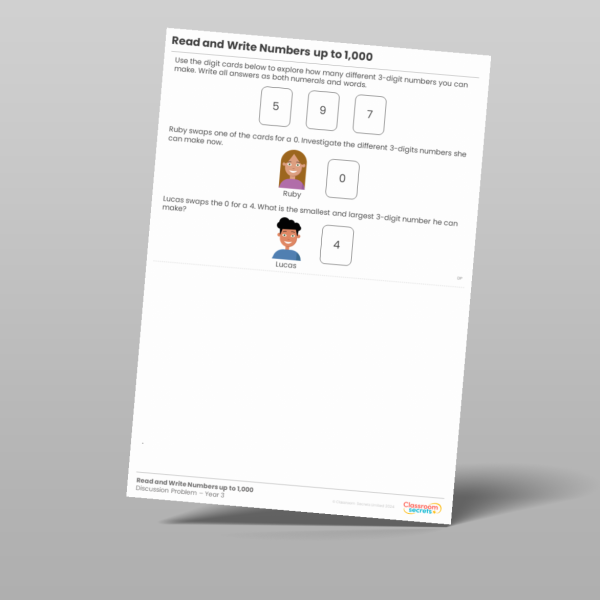Year 3 Read And Write Numbers Up To 1 000 Discussion Problem Resource Classroom Secrets