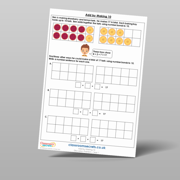 Year 1 Add By Making 10 Discussion Problem Resource | Classroom Secrets