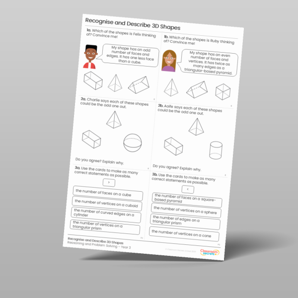 Year 3 Recognise And Describe 3d Shapes Reasoning And Problem Solving 2 ...