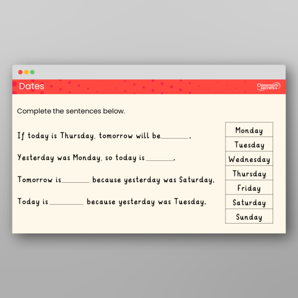 Year 1 Dates Teaching Ppt Resource | Classroom Secrets