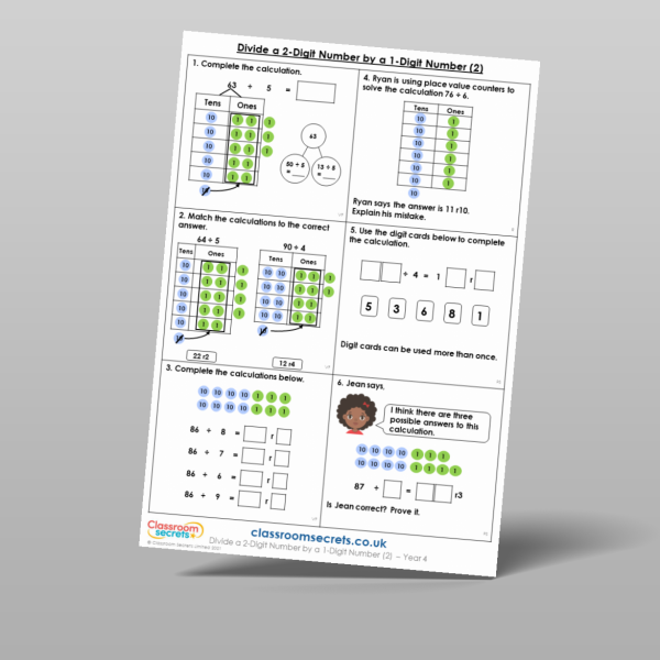 Year 4 Divide A 2 Digit Number By A 1 Digit Number 2 Mixed Activity Resource | Classroom Secrets