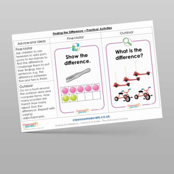 Year 1 Finding The Difference Practical Activities Resource | Classroom Secrets