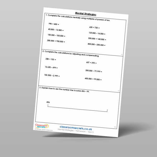 Year 5 Mental Strategies Homework Resource | Classroom Secrets
