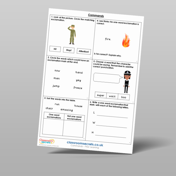 Year 2 Recognising Commands Prior Learning Resource | Classroom Secrets