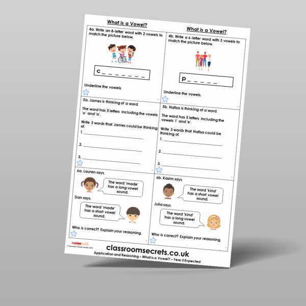Year 3 What Is A Vowel Application And Reasoning Resource | Classroom ...
