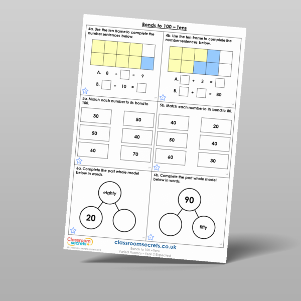 Year 2 Bonds To 100 Tens Varied Fluency Resource | Classroom Secrets