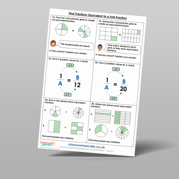 Year 5 Find Fractions Equivalent To A Unit Fraction Reasoning And ...