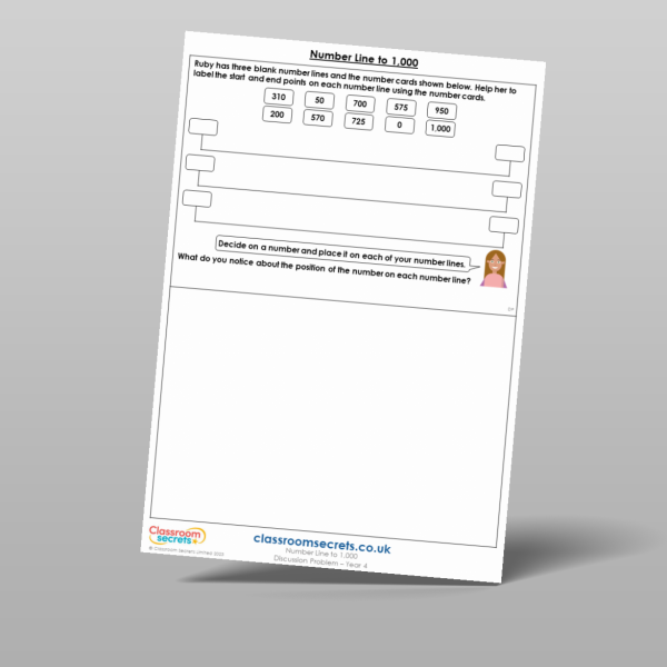 Year 4 Number Line To 1 000 Discussion Problem Resource | Classroom Secrets