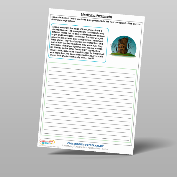 Year 4 Identifying Paragraphs Application Resource | Classroom Secrets