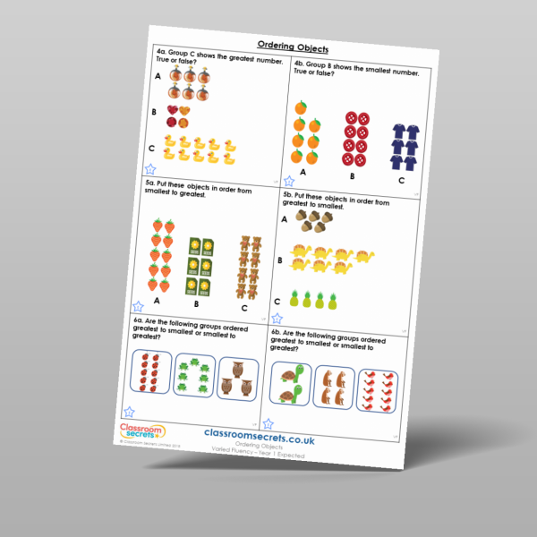 Year 1 Ordering Objects Varied Fluency Resource | Classroom Secrets