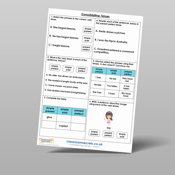 Year 4 Consolidating Tenses Mixed Activity Resource | Classroom Secrets