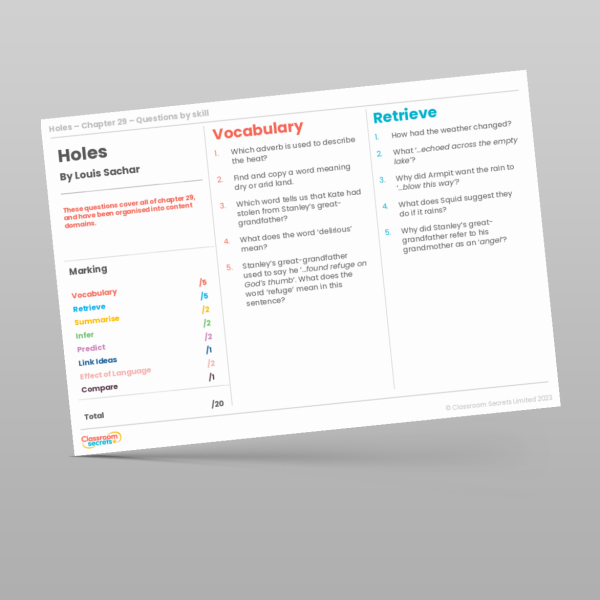 UKS2 Reading Skills Holes Chapter 29 Resource | Classroom Secrets