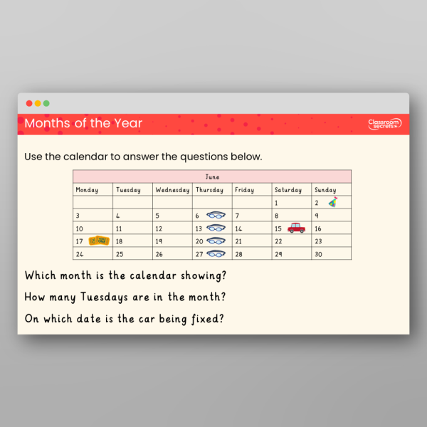 Year 1 Months Of The Year Teaching Ppt Resource | Classroom Secrets