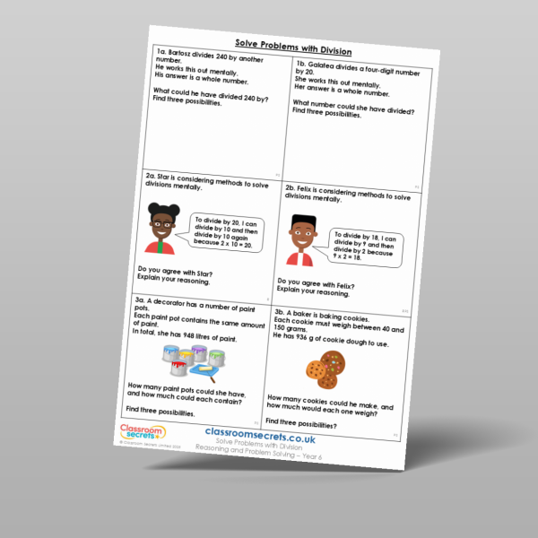 Year 6 Solve Problems With Division Reasoning And Problem Solving ...