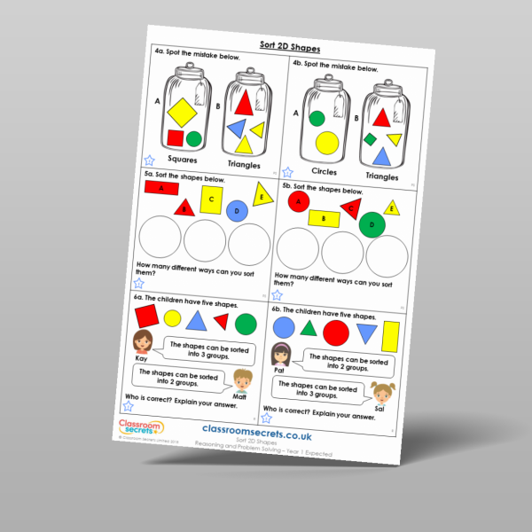 Year 1 Sort 2d Shapes Reasoning And Problem Solving Resource ...