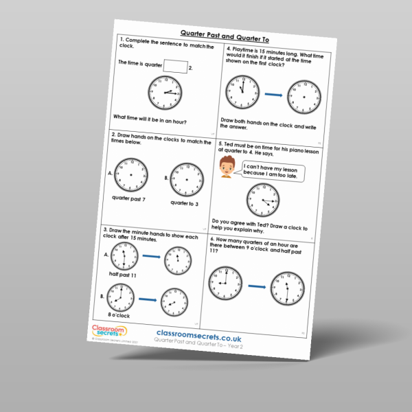 Year 2 Quarter Past And Quarter To Mixed Activity Resource | Classroom ...