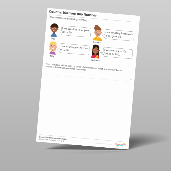 Year 2 Count In 10s From Any Number Discussion Problem Resource Classroom Secrets