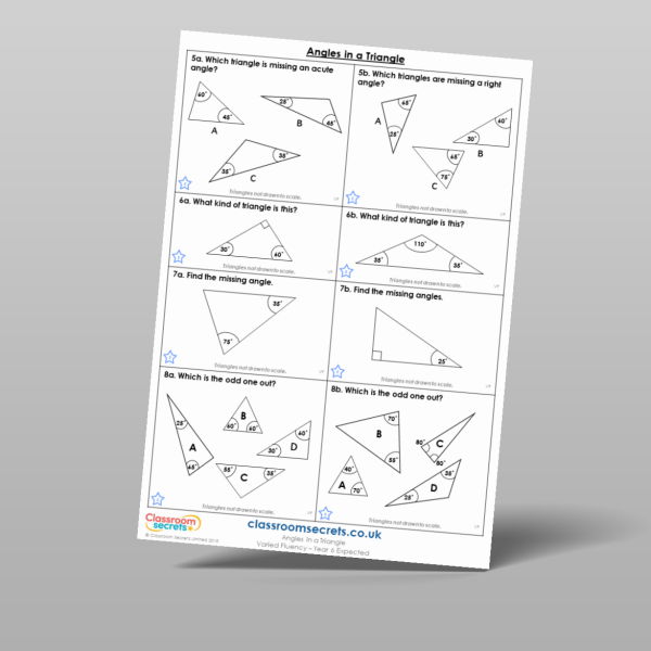 Year 6 Angles In A Triangle Varied Fluency Resource | Classroom Secrets