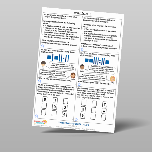 Year 3 100s 10s 1s 1 Reasoning And Problem Solving Resource | Classroom ...