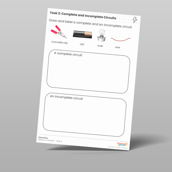 Year 4 Complete And Incomplete Circuits Resource | Classroom Secrets