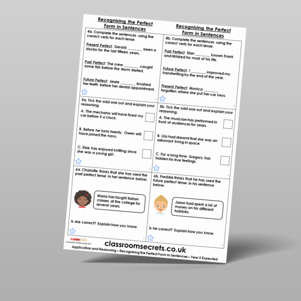 Year 5 Perfect Form In Sentences Application And Reasoning Resource ...