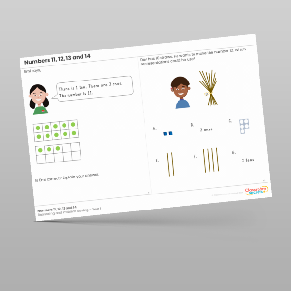 Year 1 Numbers 11 12 13 And 14 Reasoning And Problem Solving Resource ...