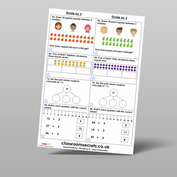 Year 3 Divide By 3 Varied Fluency Resource | Classroom Secrets