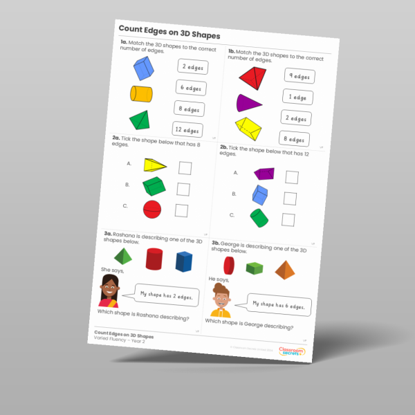 Year 2 Count Edges On 3d Shapes Varied Fluency 2 Resource | Classroom Secrets